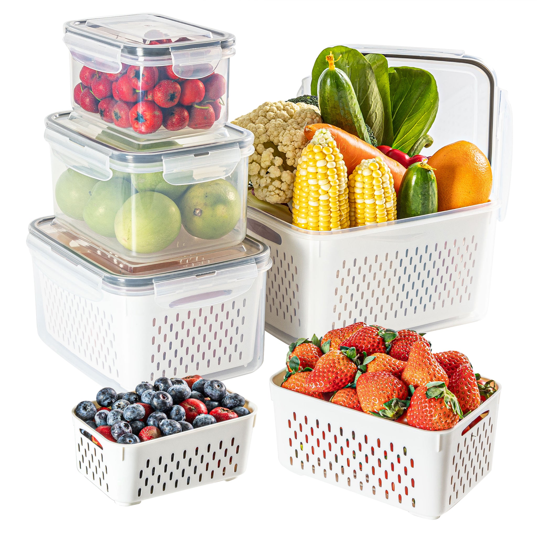 AVUX Large Food Storage Containers – Leakproof, Colander & Microwave S ...